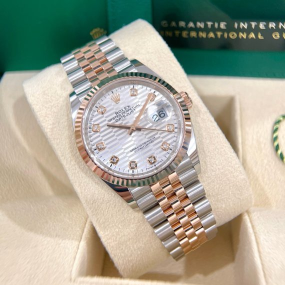 Đồng Hồ Rolex Datejust 36mm Bằng Thép Và Vàng Everose Mặt Số Họa Tiết